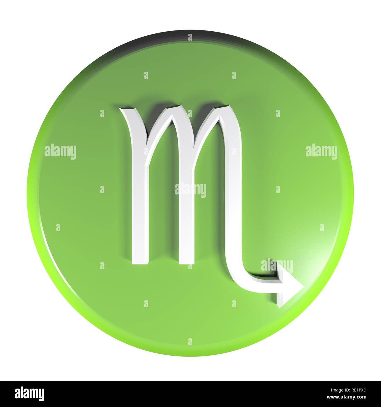 ZODIAC SCORPIO ICON green circle push button - 3D rendering ...