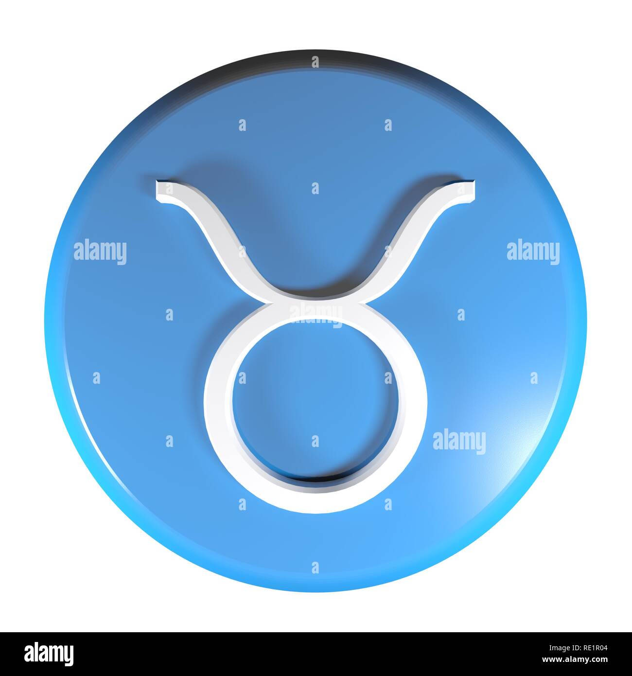 ZODIAC TAURUS ICON blue circle push button - 3D rendering illustration ...