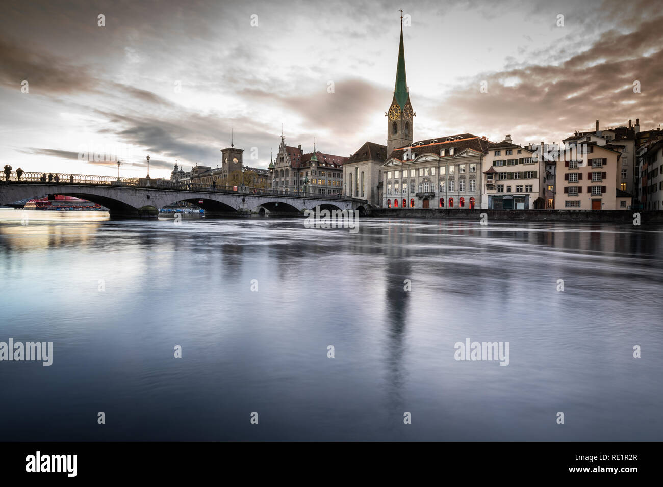 Zurich, Switzerland - view of the old town with the Limmat river Stock ...