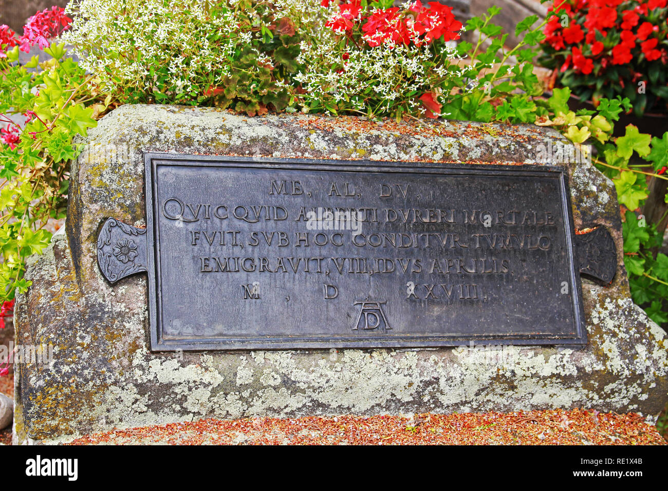 epigraph on the grave of Albrecht Duerer, famous painter, artist and ...
