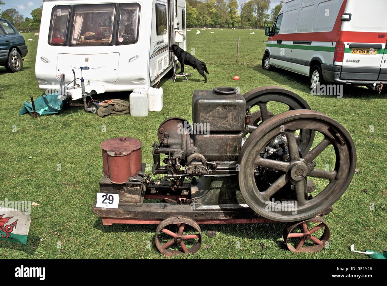 A vintage industrial engine at the Anglesey Vintage Rally, Anglesey ...