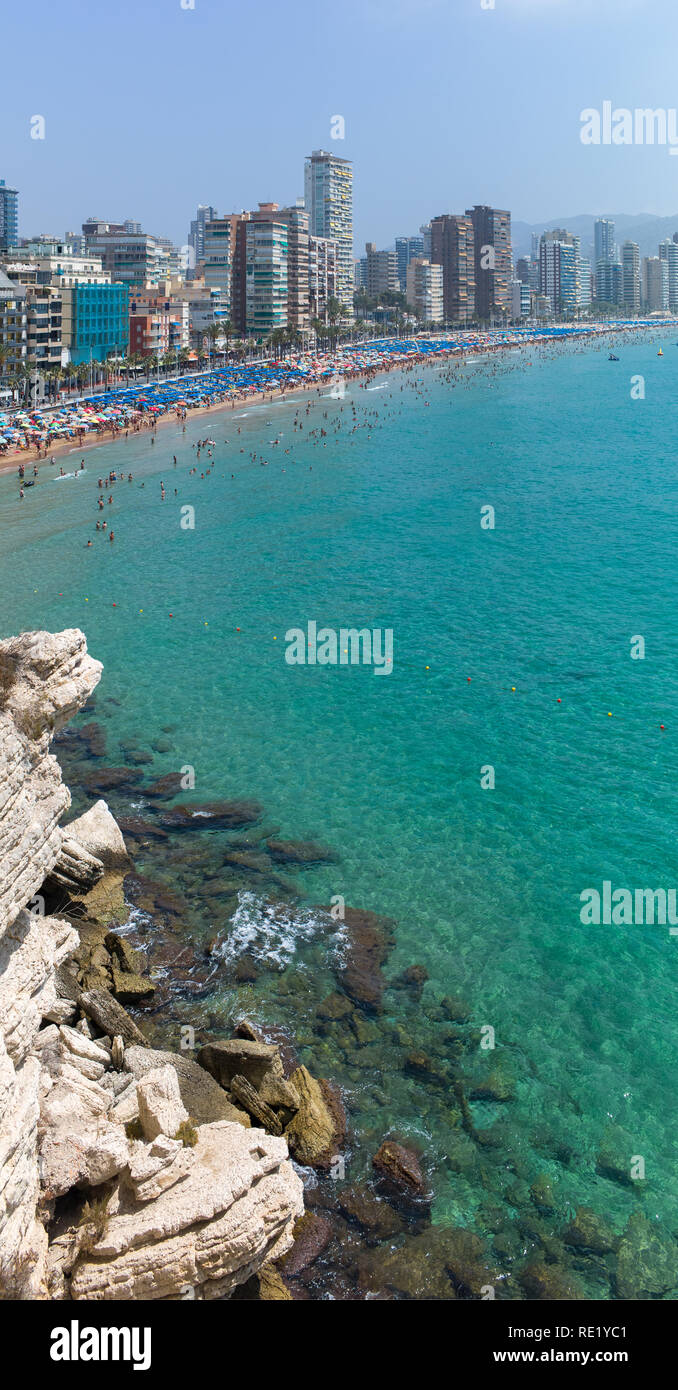 Benidorm beach skyline rock hi-res stock photography and images - Alamy
