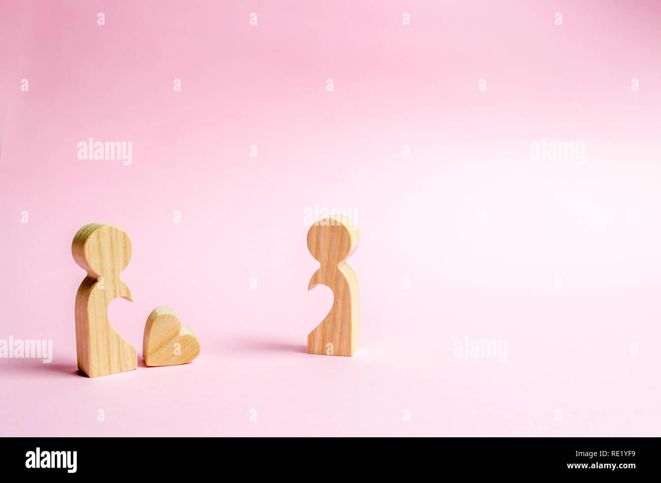 Two figures of people get to know each other closer so that they fill ...