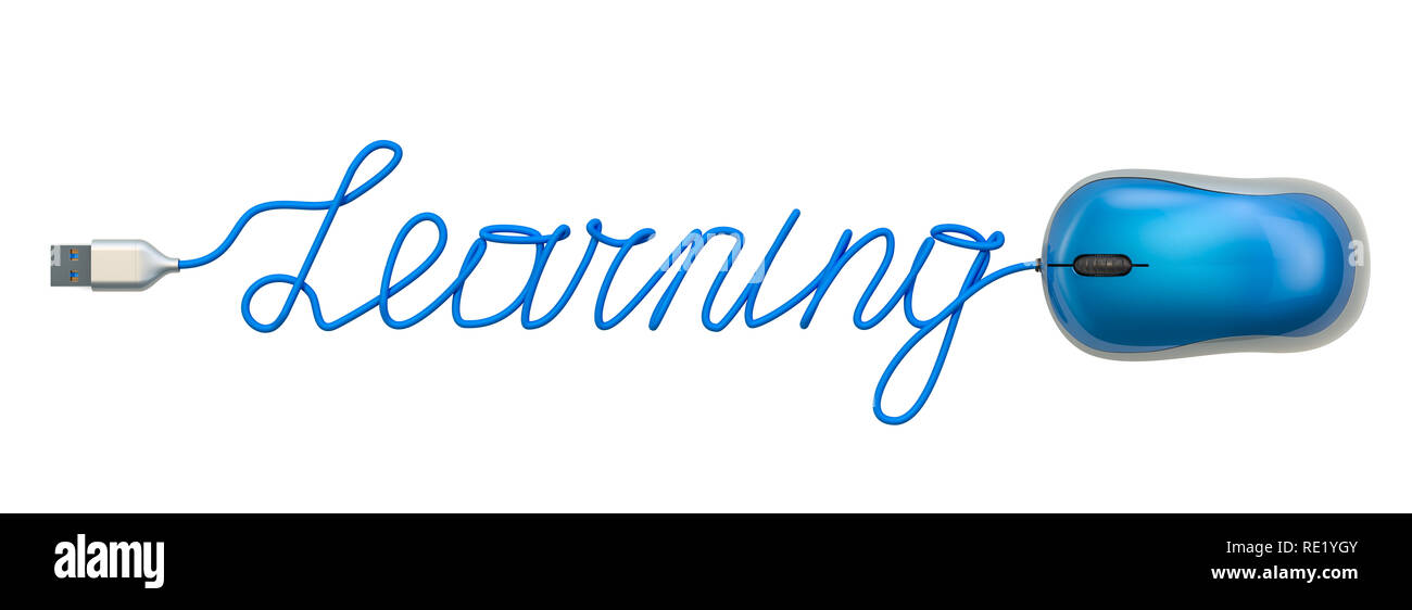 Learning word from computer mouse cable, 3D rendering Stock Photo - Alamy