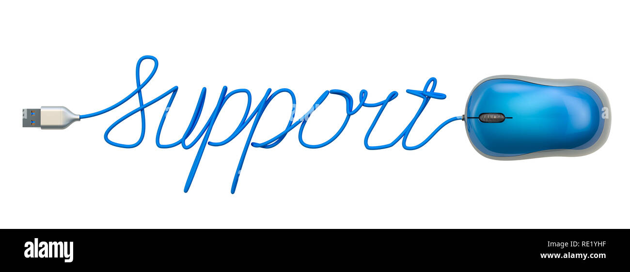 Support word from computer mouse cable, 3D rendering Stock Photo - Alamy