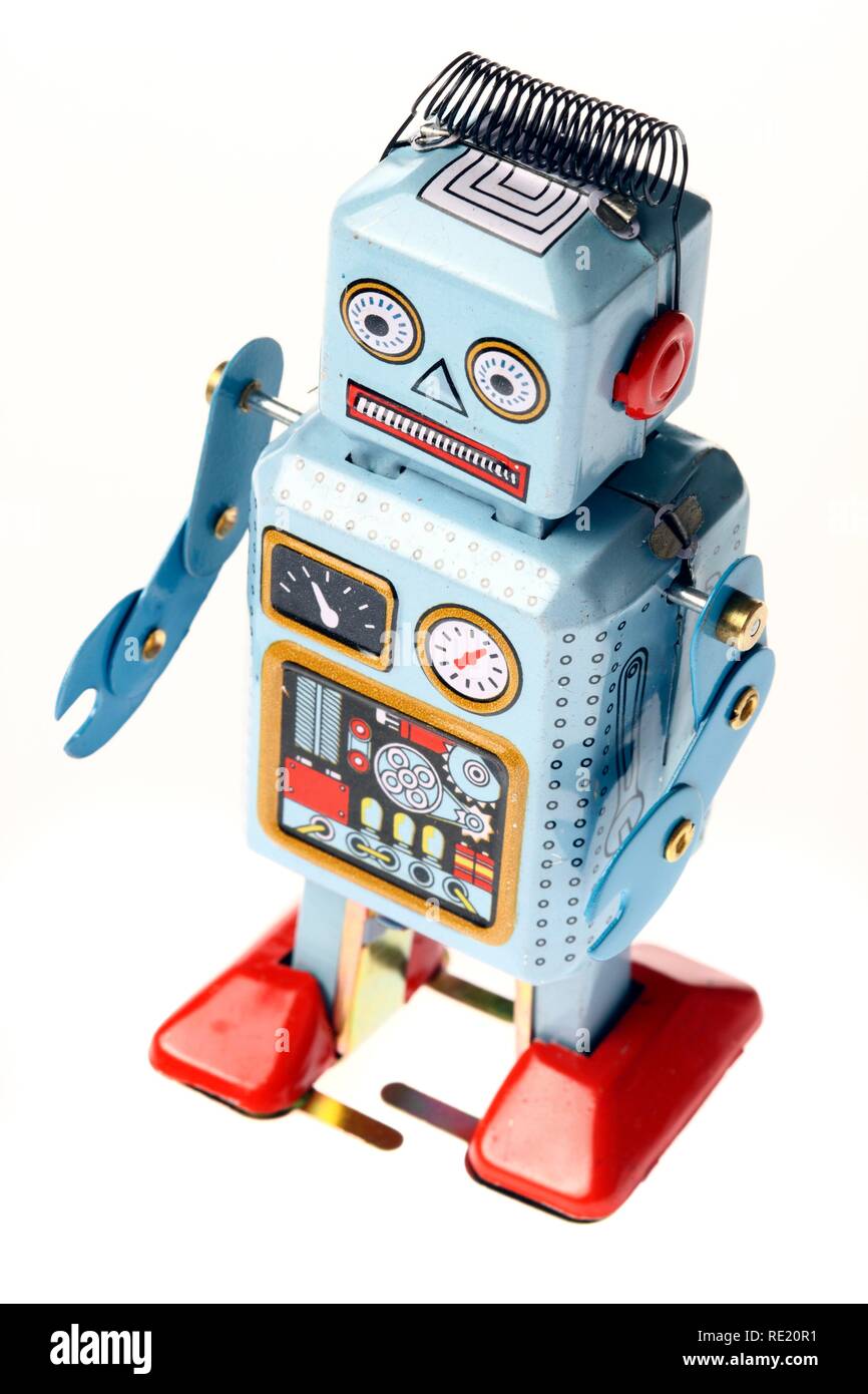 Toy robot, wind-up, tin toys Stock Photo - Alamy