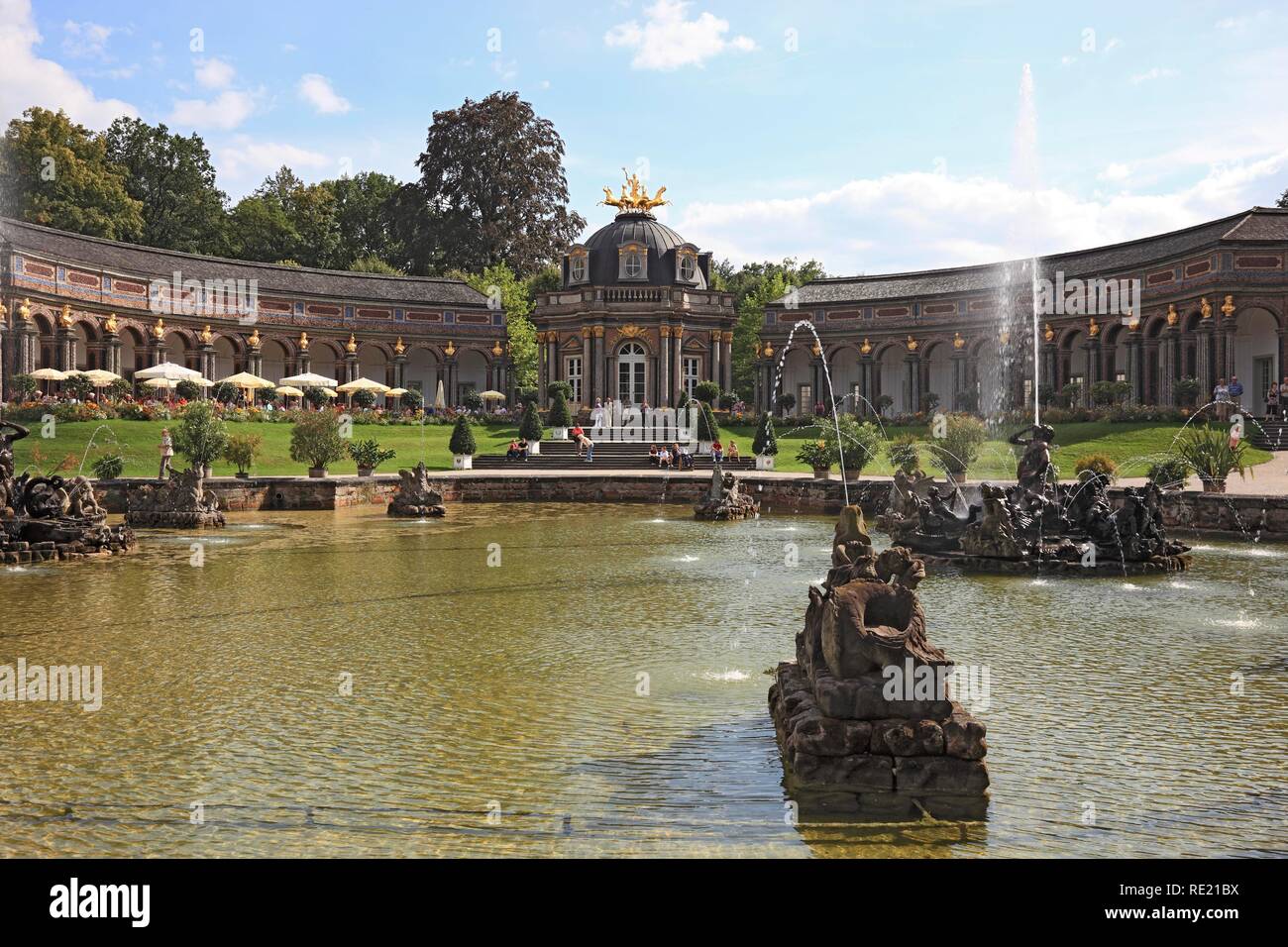 Fountains and New Castle with the Sun Temple in the Hermitage Palace in ...