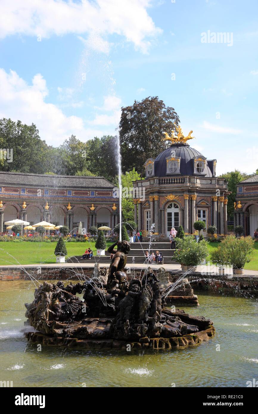 Fountains and New Castle with the Sun Temple in the Hermitage Palace in ...