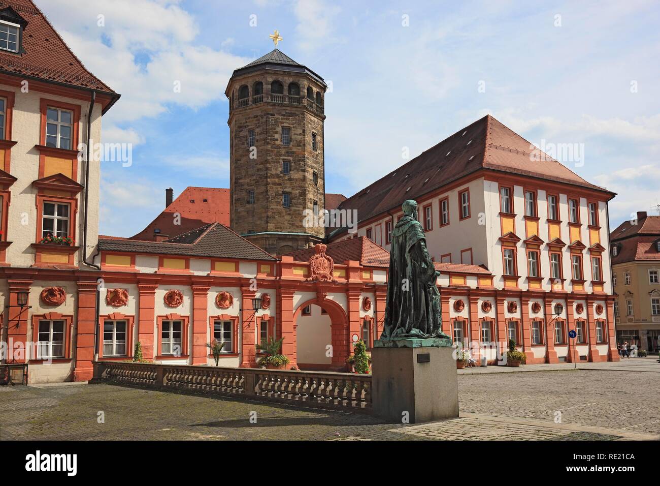 Castle Tower and Castle Church, statue of Maximilian II, King of ...