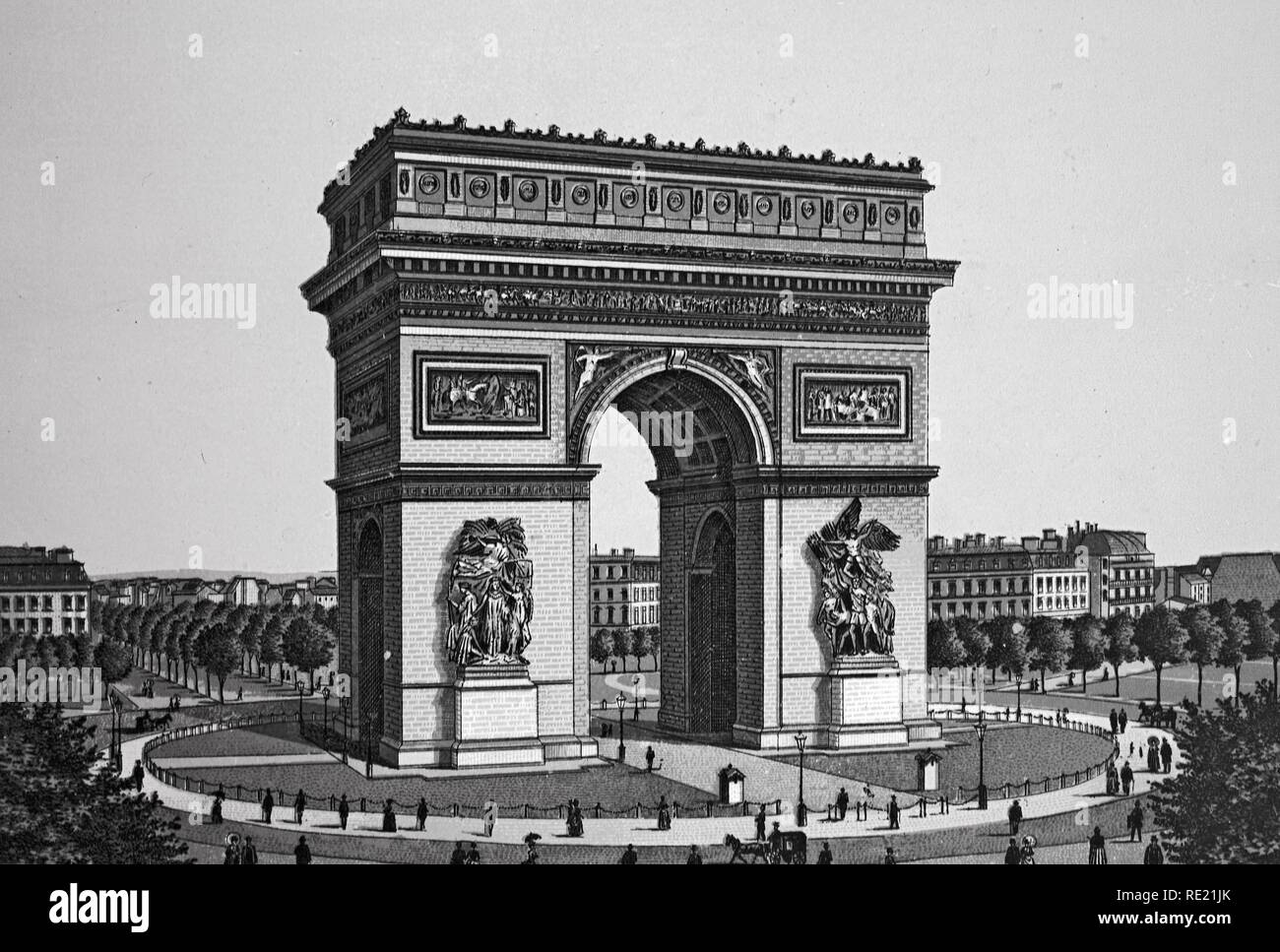 Arc de Triomphe de Le Toile, historic copper-plate etching, from around ...