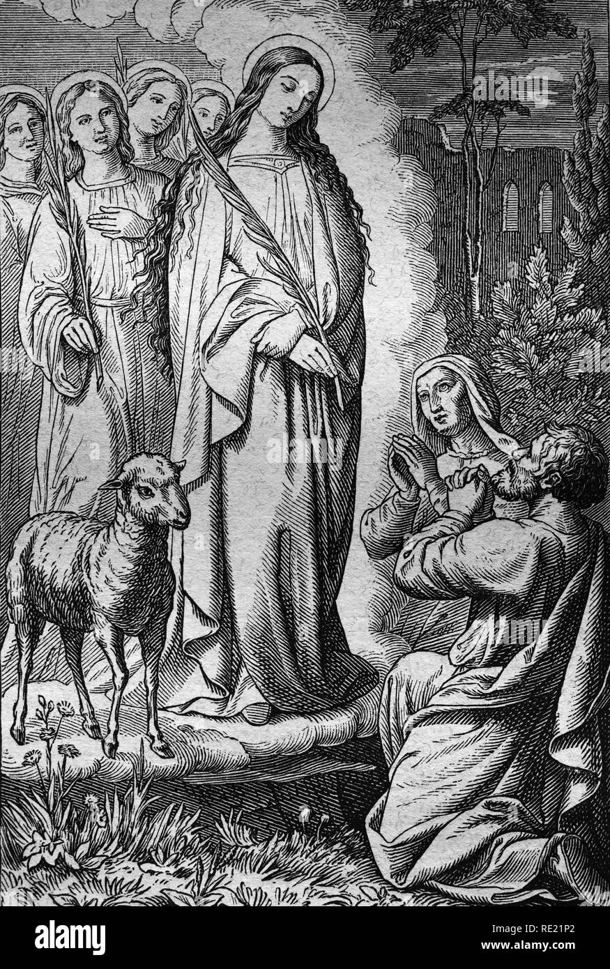St. Agnes, historic steel engraving from 1860 Stock Photo - Alamy