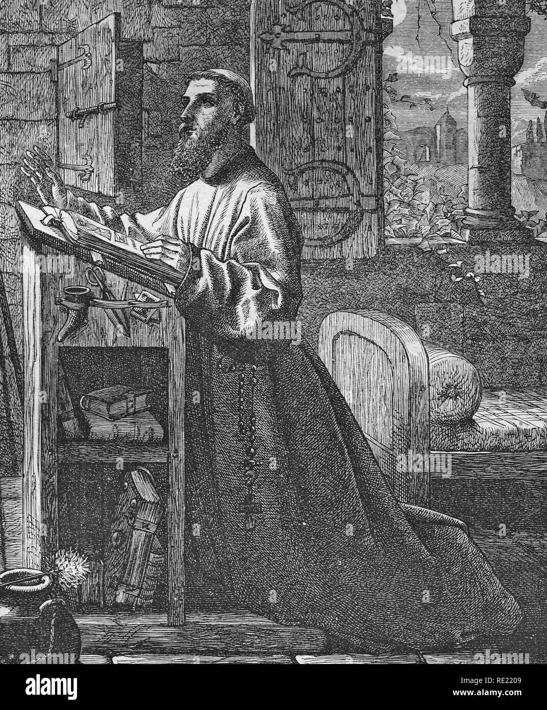 Monk engraving hi-res stock photography and images - Alamy