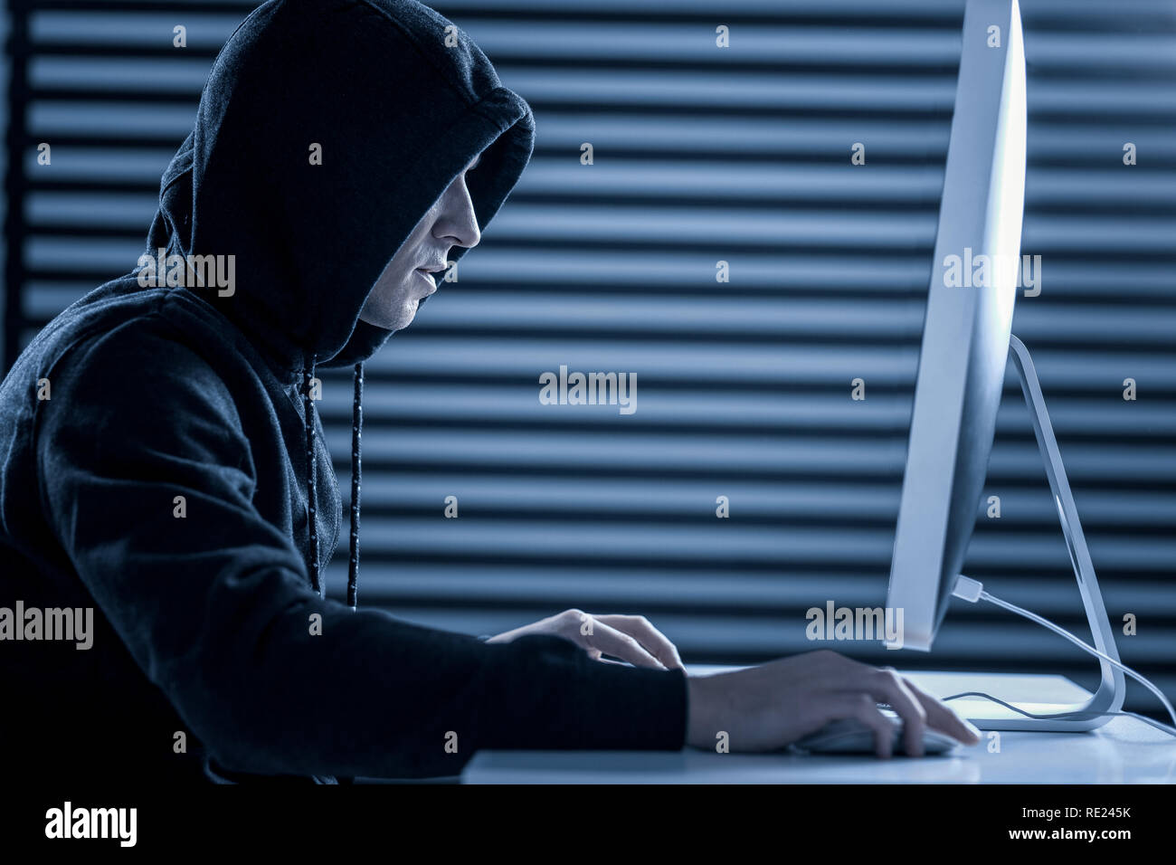 Professional male hacker stealing very important information Stock ...