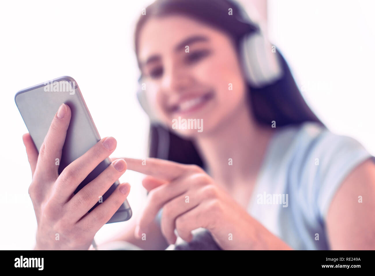 Holding futuristic transparent smartphone hi-res stock photography and ...