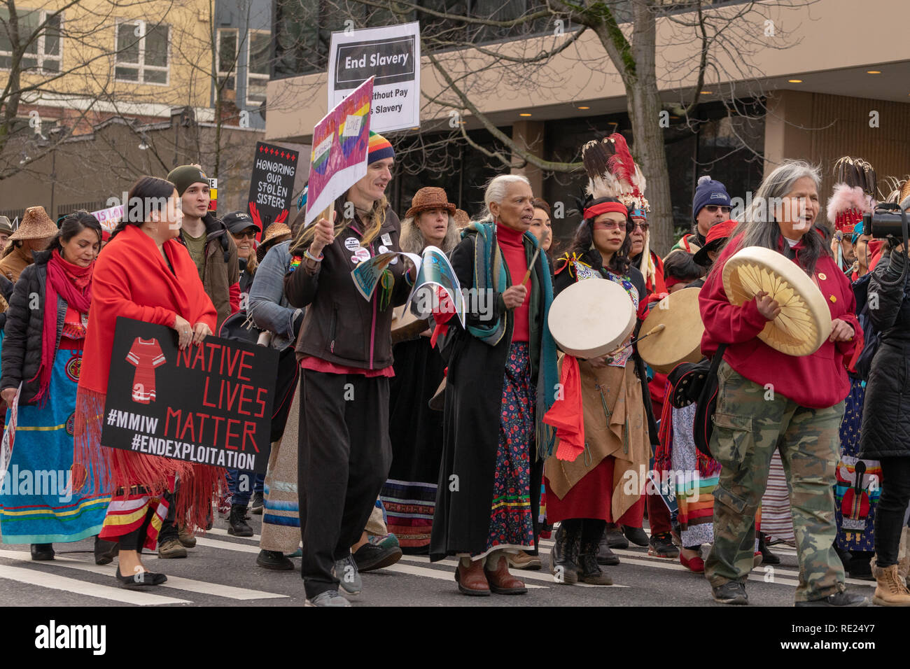 Native American Civil Right Group Showing Support at Women's March for ...