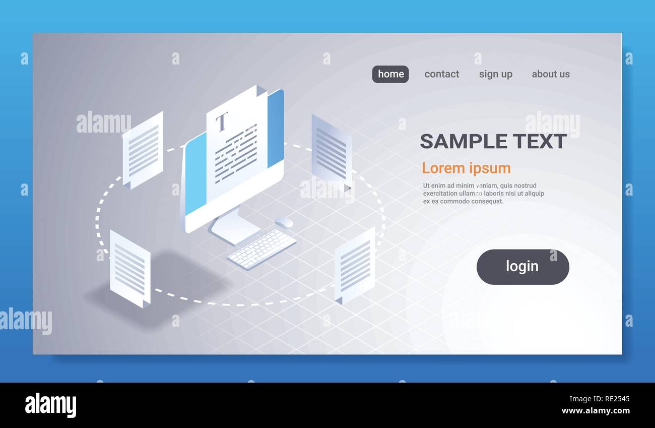 copywriting concept article text document computer monitor screen 3d ...