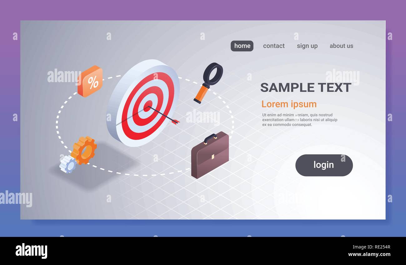 business aim strategy arrow hitting precision concept 3d isometric ...
