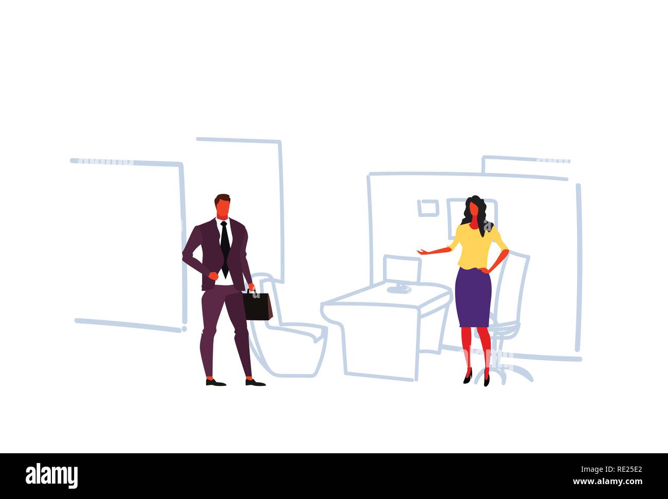 business couple meeting discussing project businessman woman coworkers ...