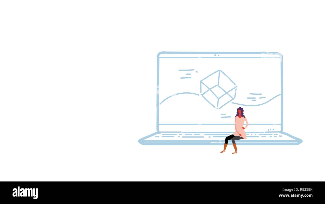 3d laptop computer hand drawn hi-res stock photography and images - Alamy