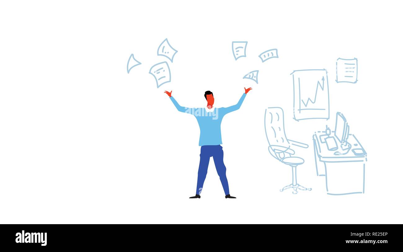 angry businessman throwing paper documents stress problem concept ...