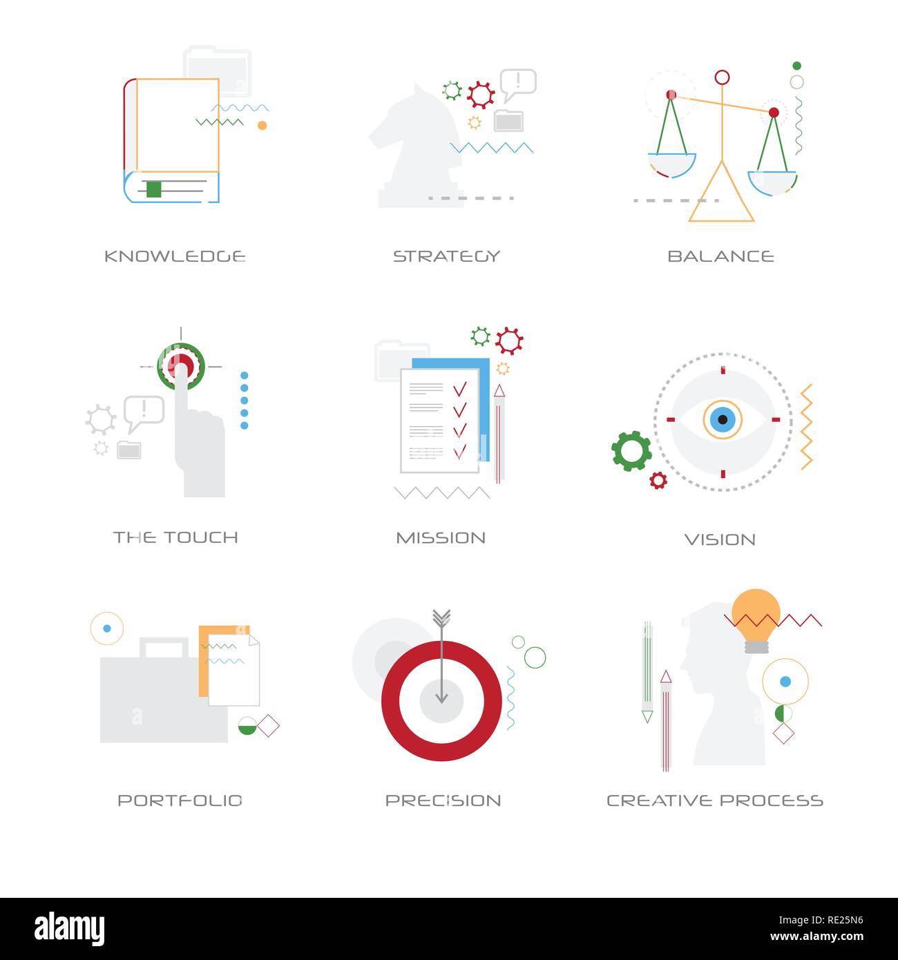 set different business concepts collection line style isolated Stock ...