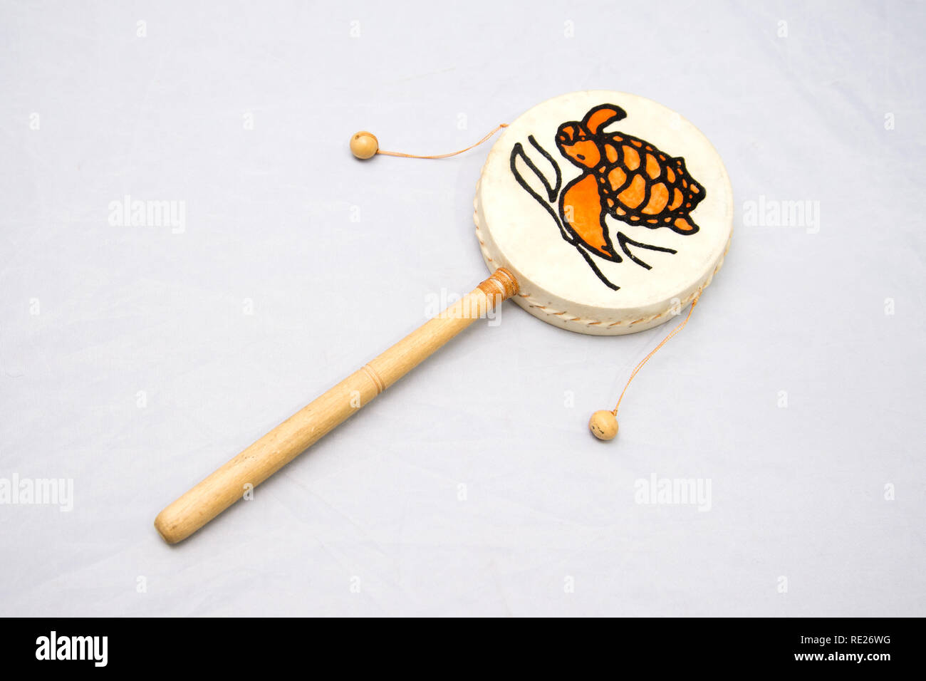 Ethnic musical instrument. Drum percussion instrument with a handle ...
