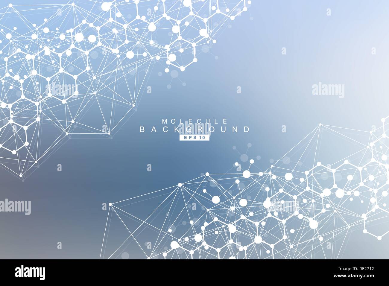 Science network pattern, connecting lines and dots. Technology hexagons ...
