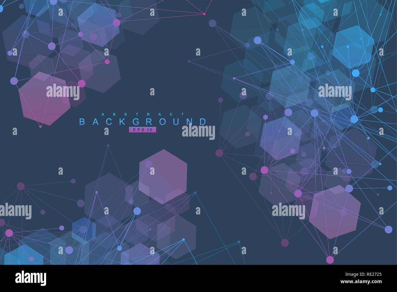 Hexagonal abstract background. Big Data Visualization. Global network connection. Medical ...