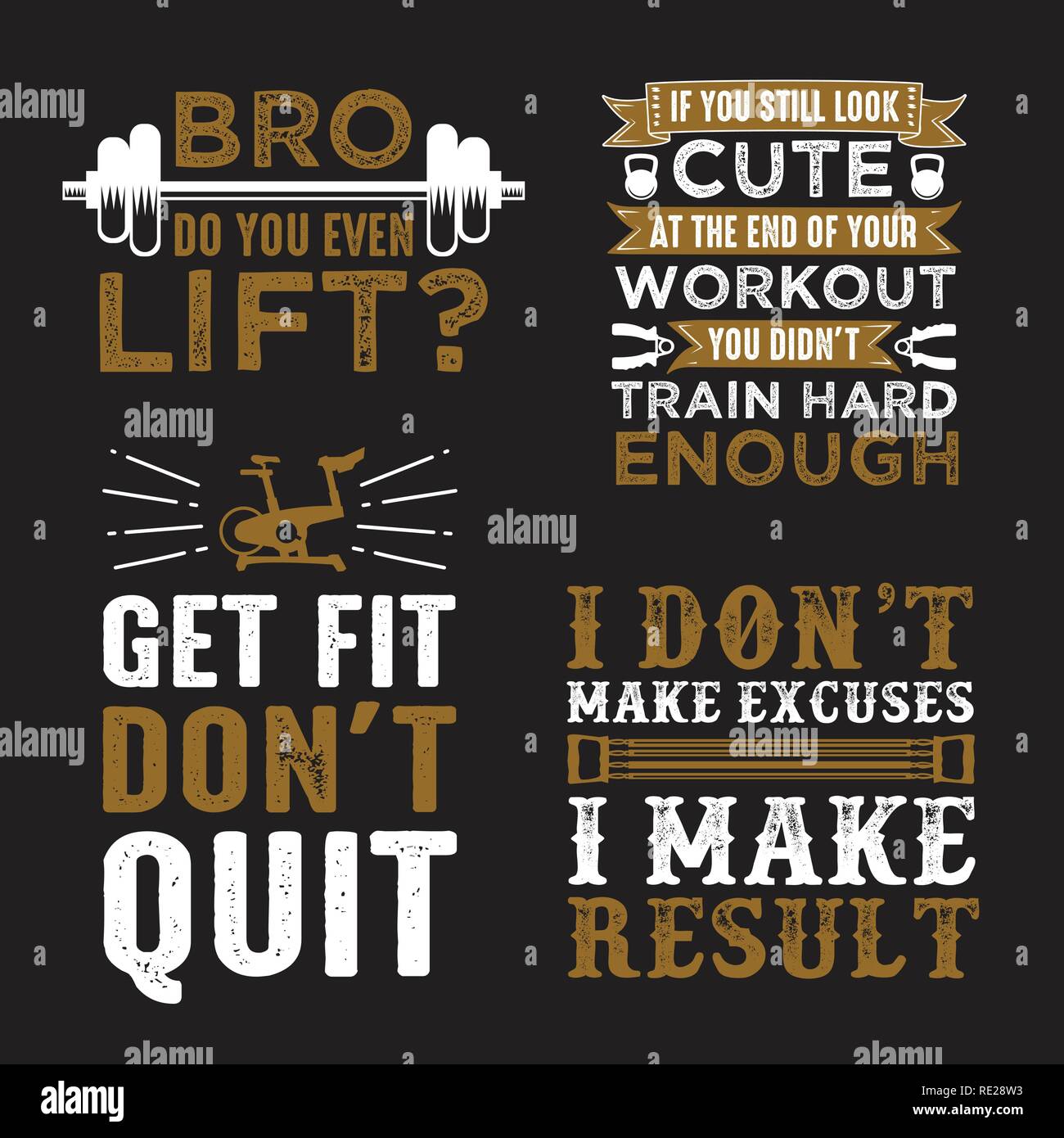 Gym Saying Quote Set, 100 vector, best for print design Stock Vector ...