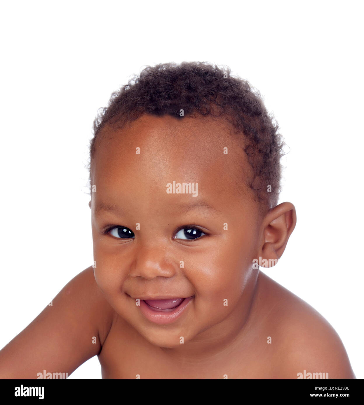 Adorable african baby smiling isolated on a white background Stock ...