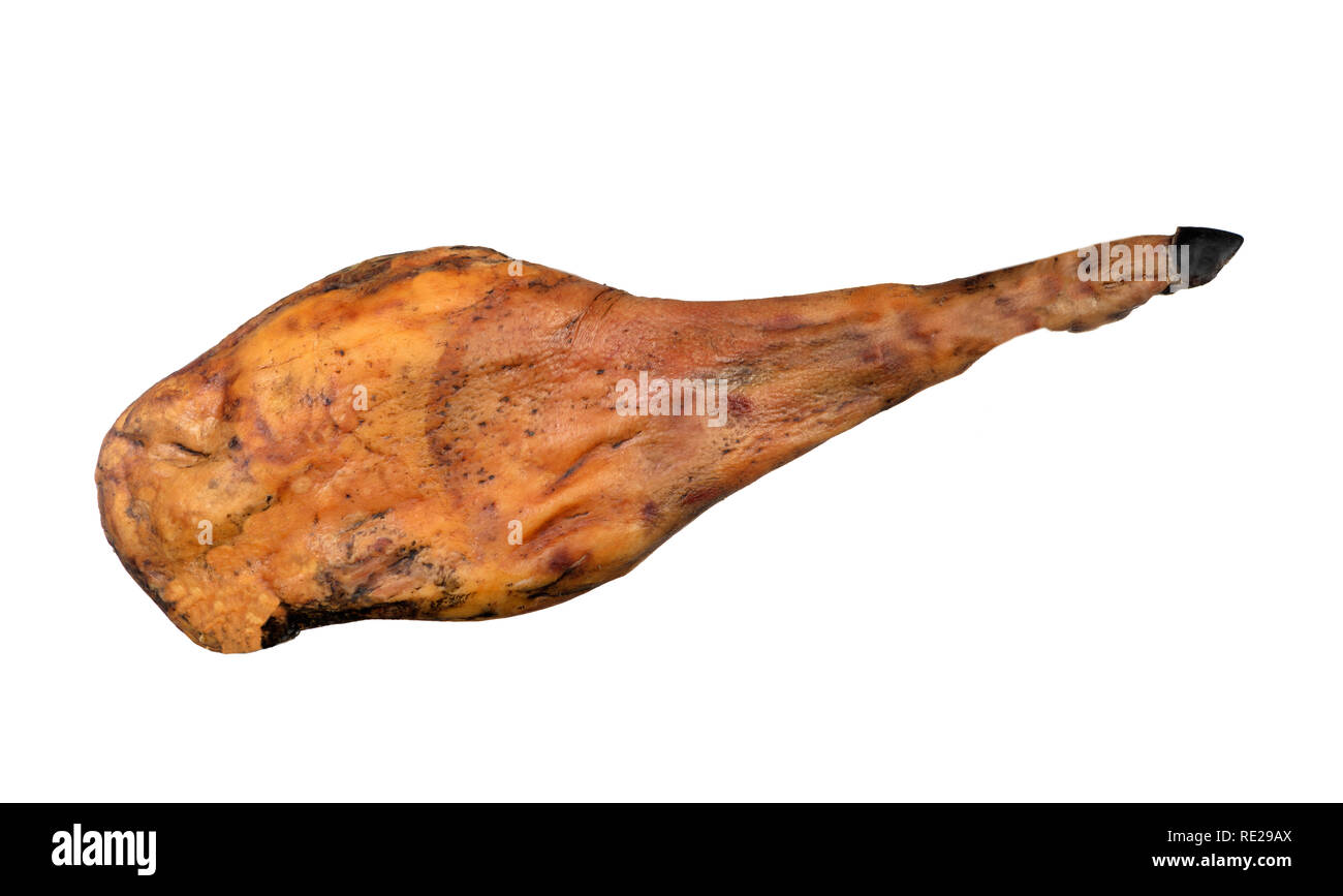 Iberian Ham Leg Isolated on a white background Stock Photo - Alamy
