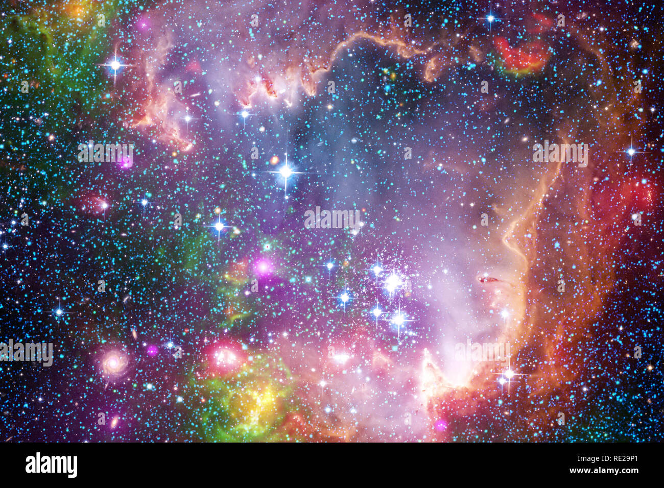 Cosmic landscape, colorful science fiction wallpaper with endless outer ...