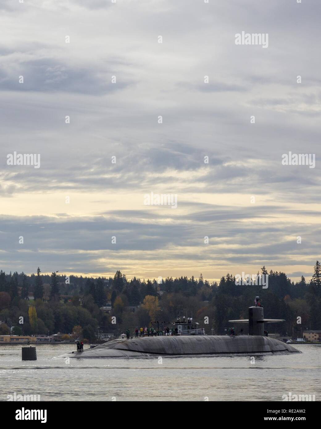 The Ohio-class guided-missile submarine USS Michigan (SSGN 727) departs ...
