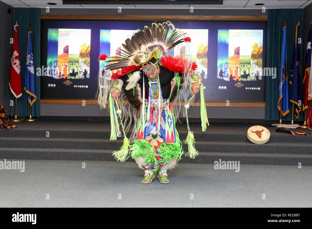 Michael Pahsetopah, world champion Indian Fancy Dancer, performs a ...