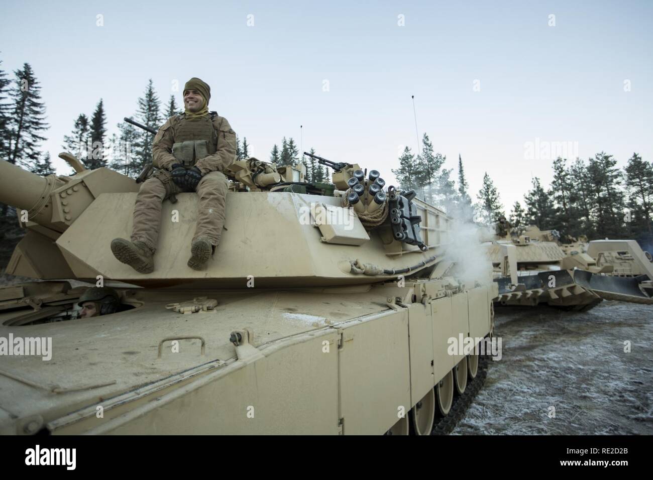 U.S. Marines practice cold weather driver training in the M1 Assault ...