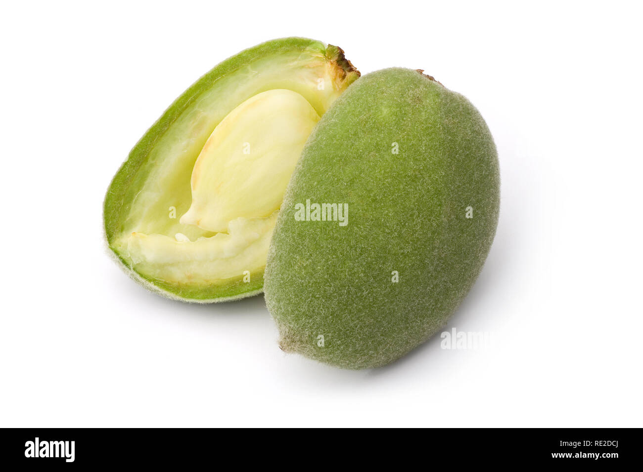 Green almond isolated on white background Stock Photo - Alamy