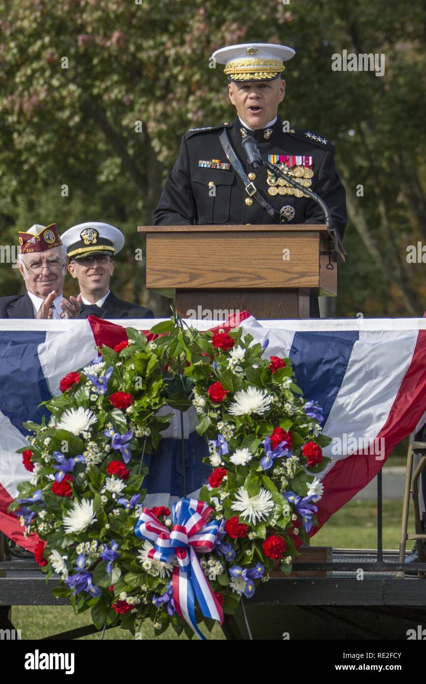 Commandant of the Marine Corps Gen. Robert B. Neller speaks to guests ...