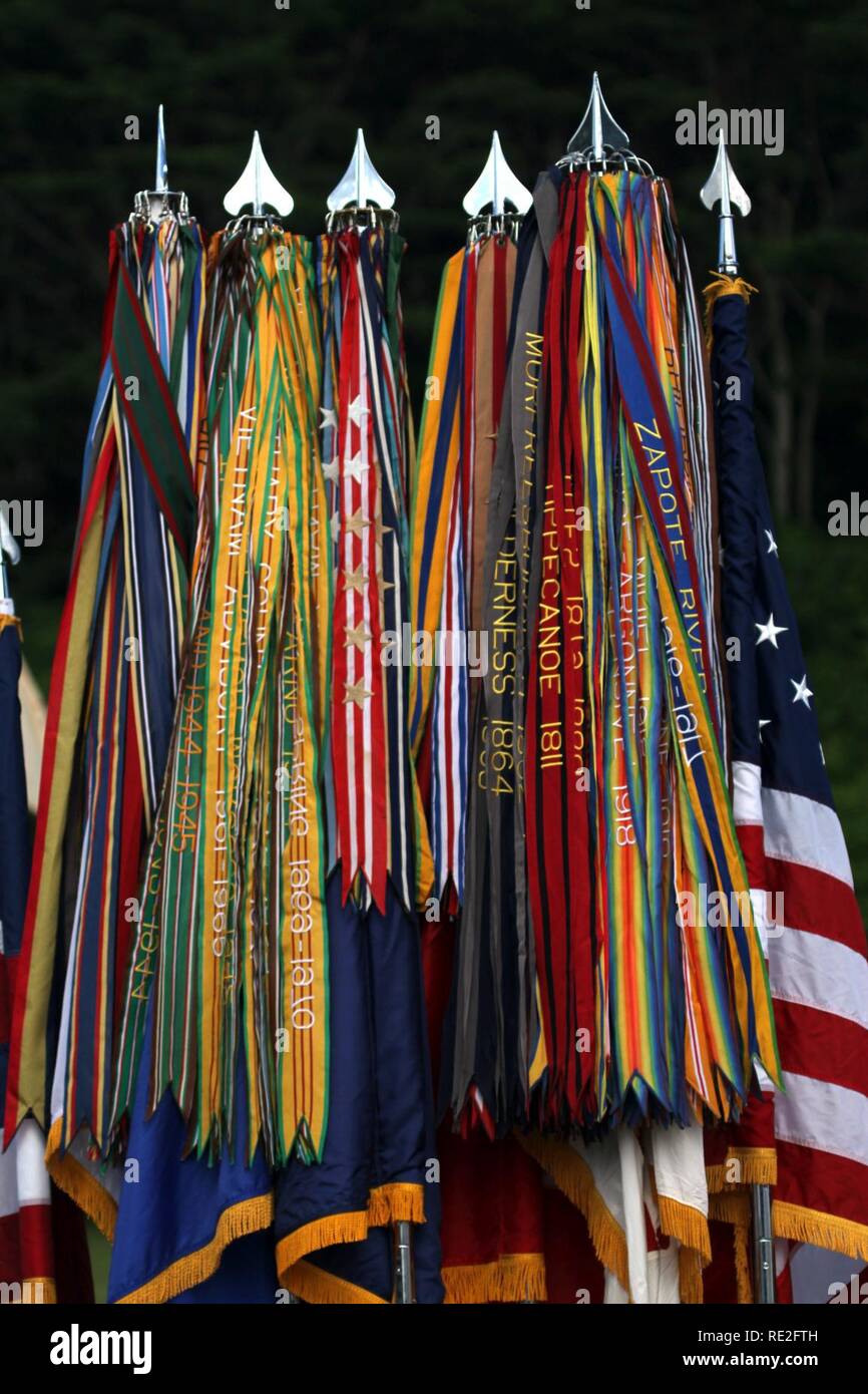 The battle streamers from the U.S. Coast Guard 14th District, U.S ...