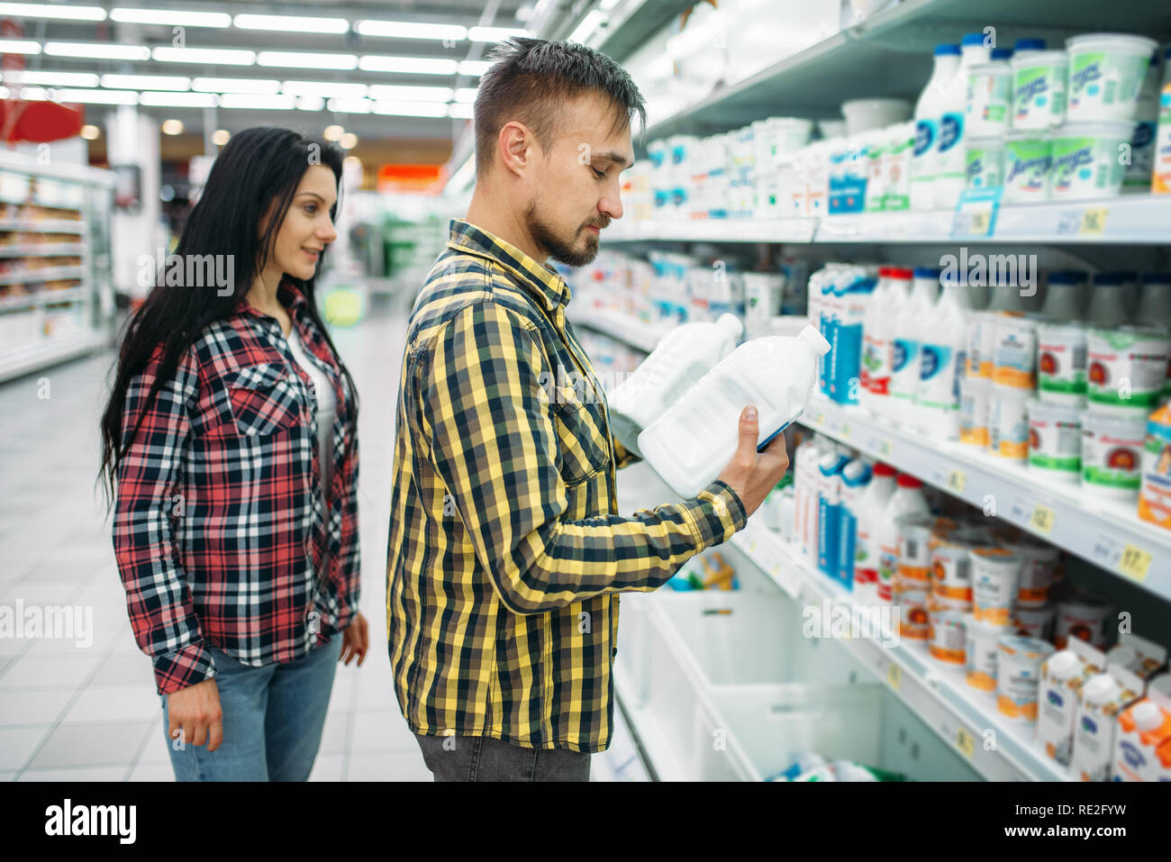 Milk in shopping trolley in hi-res stock photography and images - Alamy