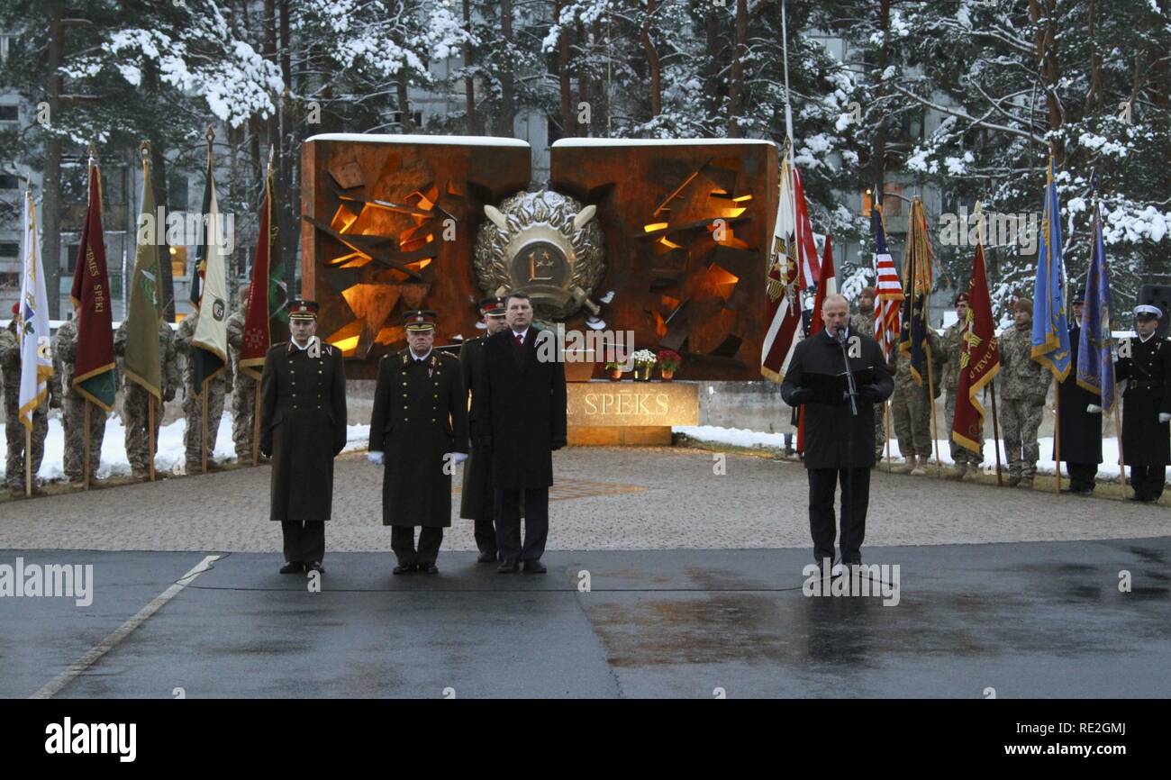 CAMP ADAZI, Latvia – Latvian Minister of Defense Raimonds Bergmanis ...