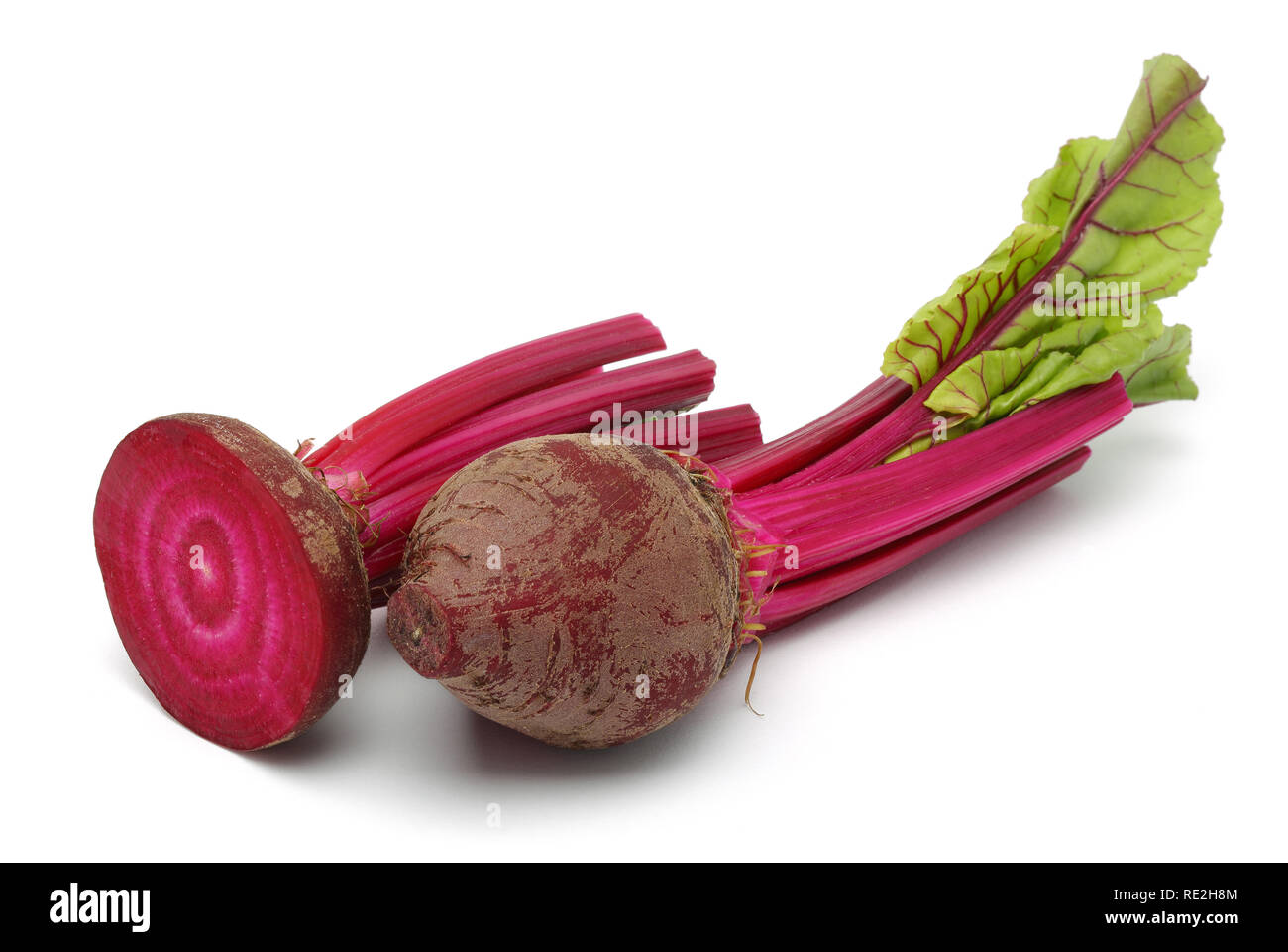Fresh red beet roots with leaves isolated on white background Stock ...