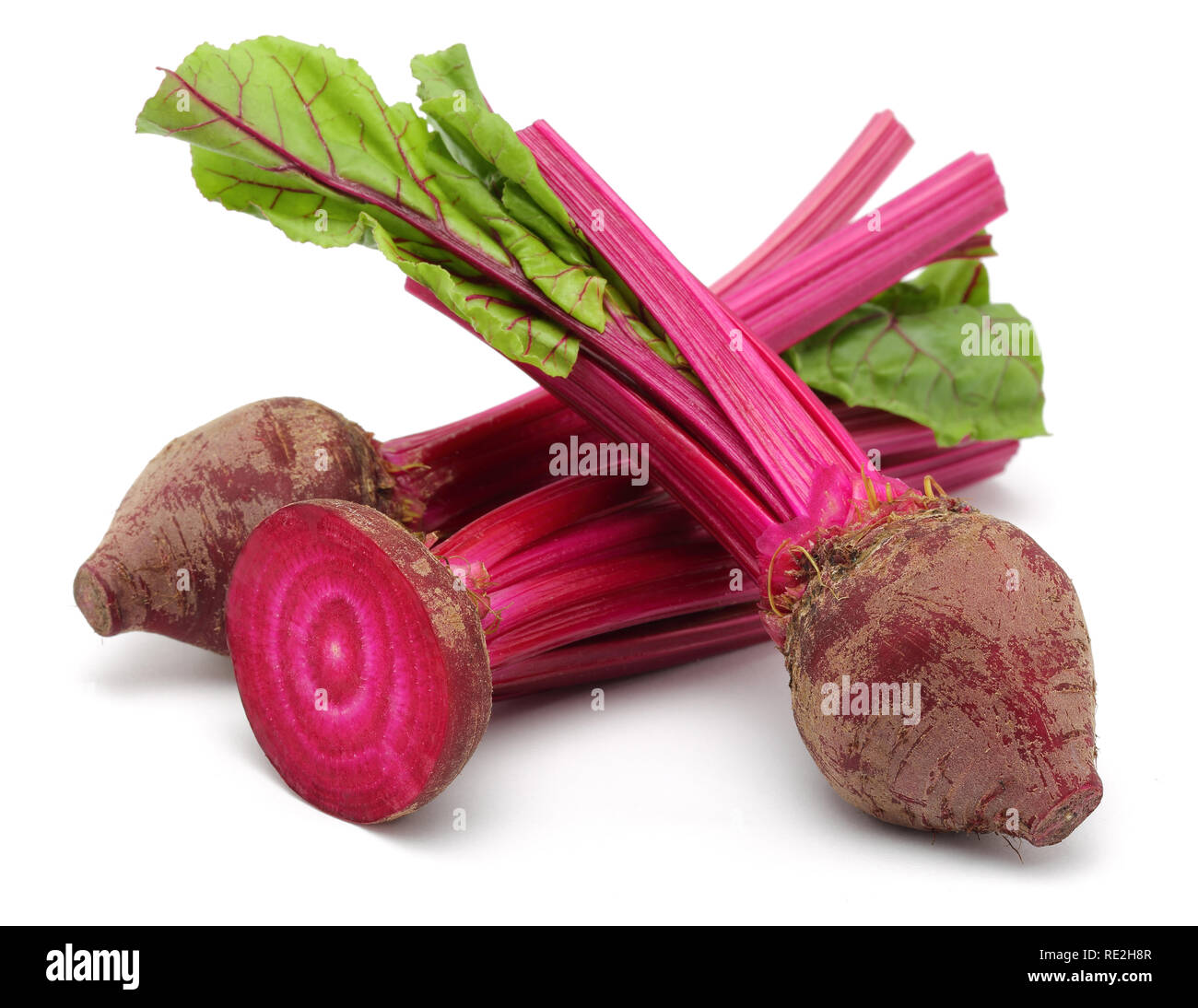 Fresh red beet roots with leaves isolated on white background Stock ...