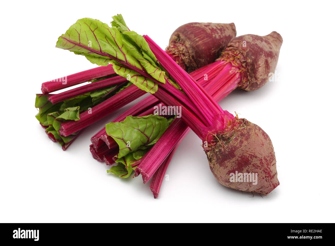 Fresh red beet roots with leaves isolated on white background Stock ...