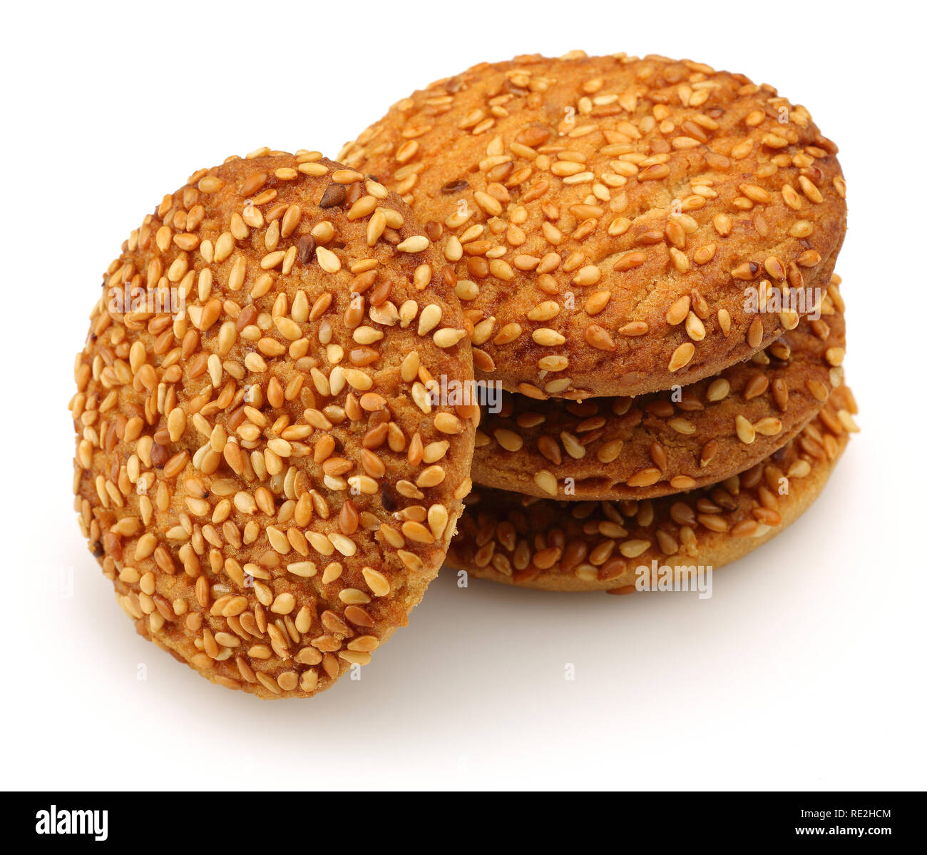 Sesame biscuits isolated on white background Stock Photo - Alamy