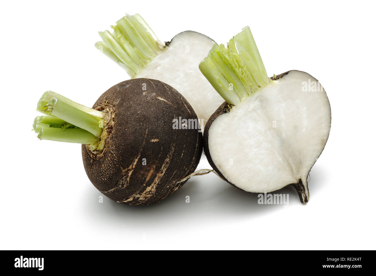Black radish root with half isolated on white background Stock Photo ...