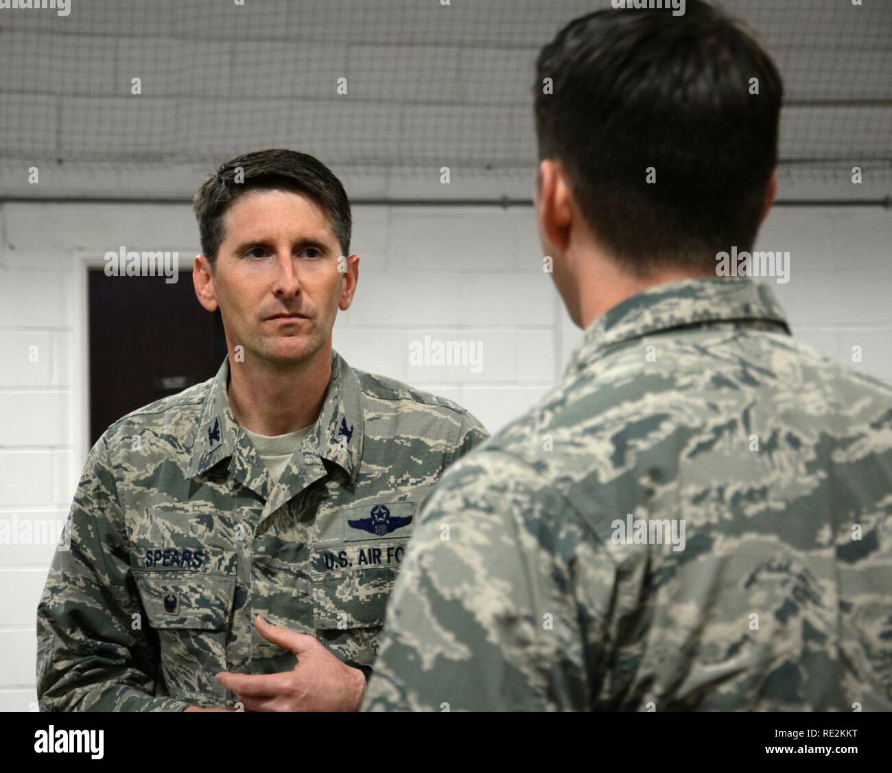 U.S. Air Force Col. Bradley Spears, left, 521st Air Mobility Operations Wing vice commander ...
