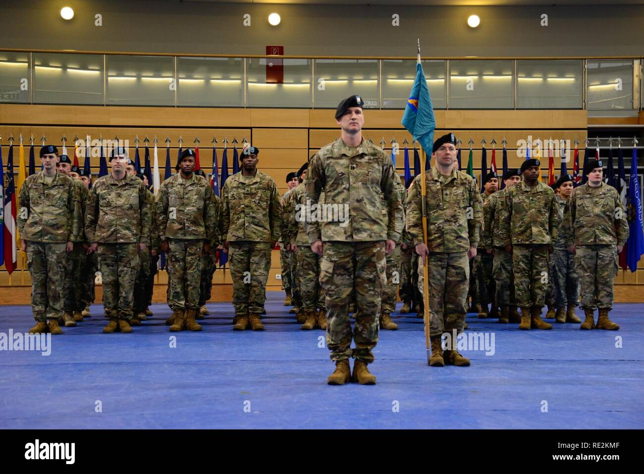 U.S. Army Capt. Erick Blackham (center), the incoming 7th Army Training ...