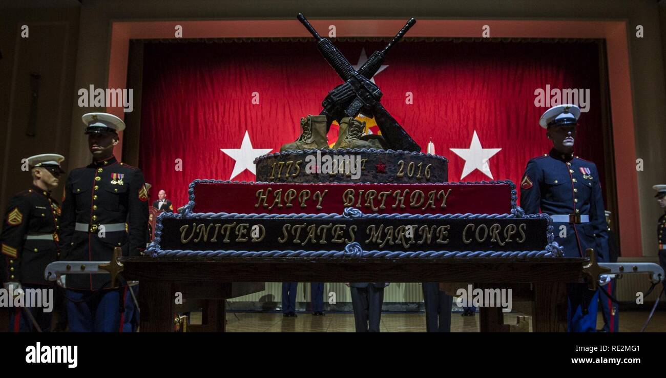 The birthday cake is displayed during the Commandant of the Marine ...