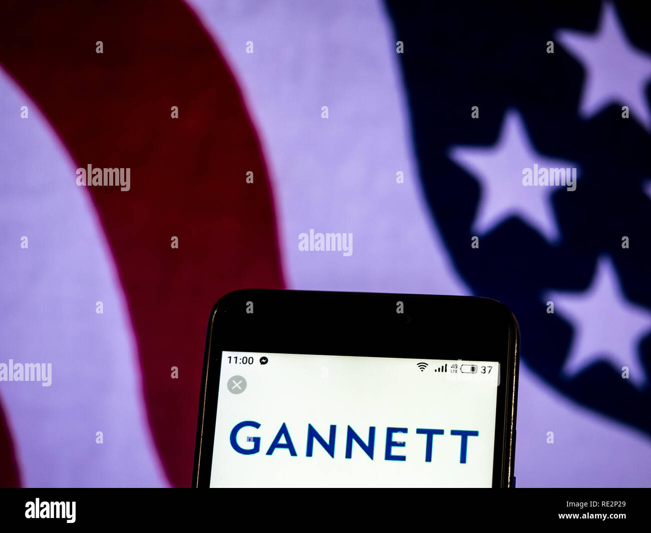 Kiev, Ukraine. 19th Jan, 2019. Gannett Media company logo seen ...