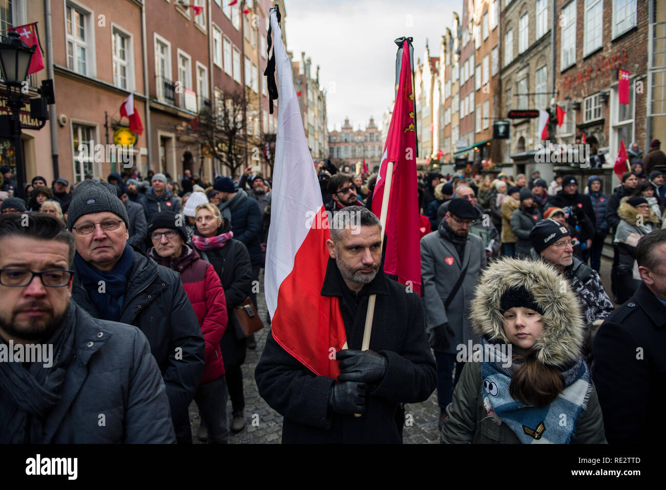 Gdansk, Poland. 19th Jan 2019. Thousands of Poles are seen attending ...